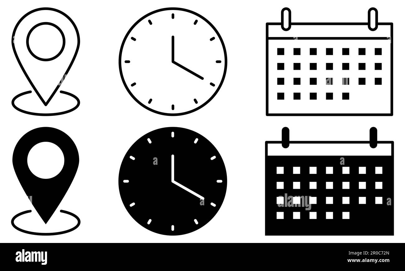 Iconos de tiempo de fiesta sobre fondo blanco -Fotos und -Bildmaterial ...