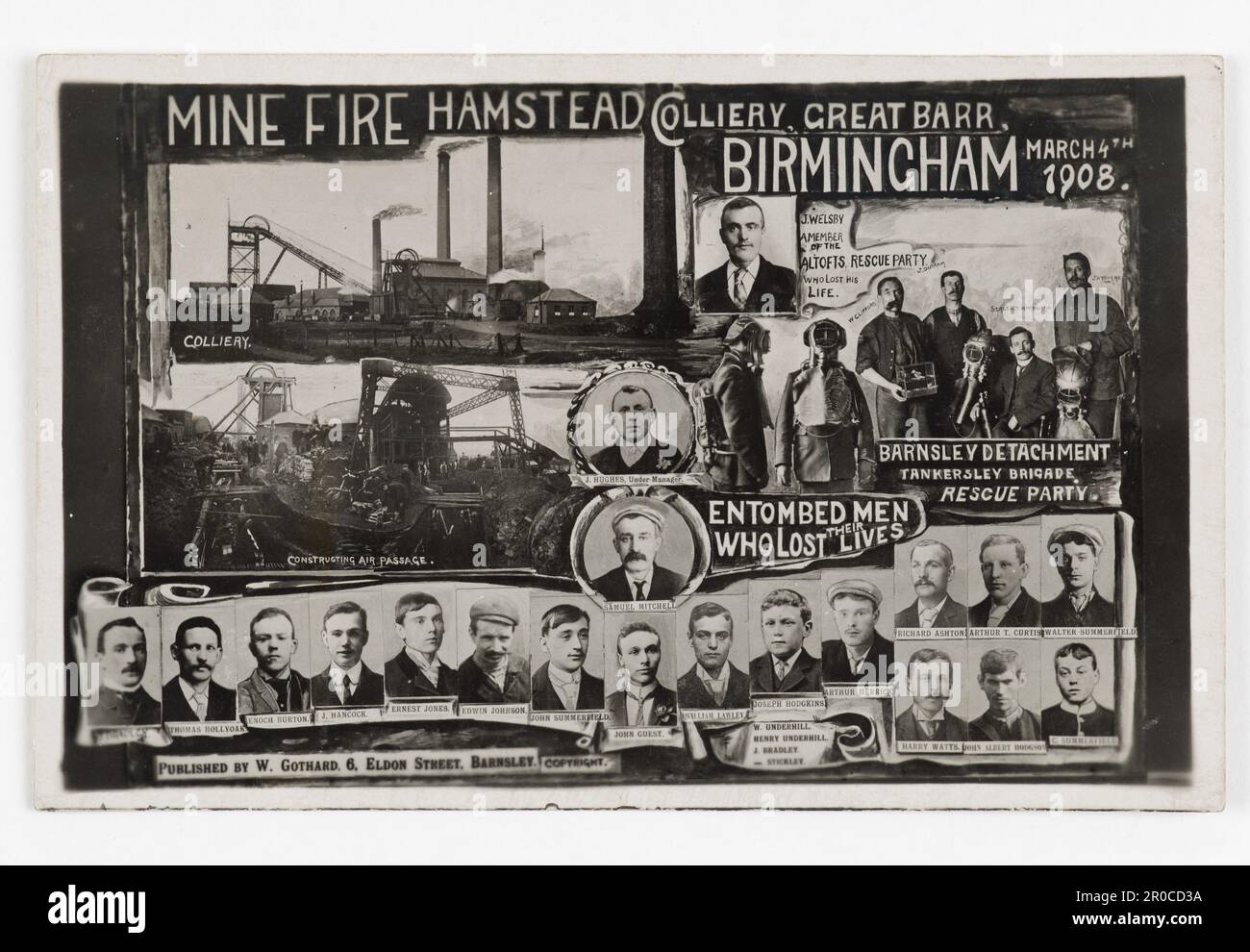 Postkarte - Mine Fire Hamstead Colliery, Great Barr, Birmingham, 1908 ...