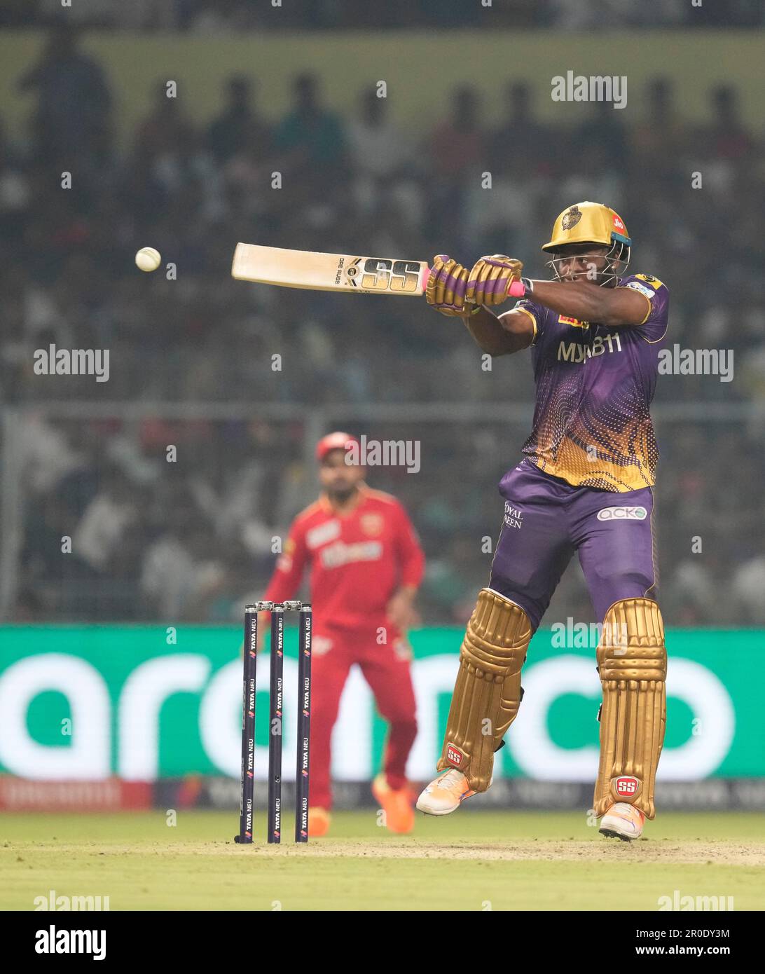 Kolkata Knight Riders' Andre Russell plays a shot during Indian Premier ...