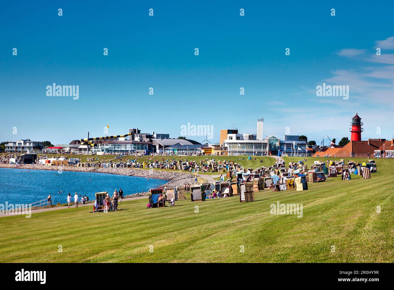 Strand und Leuchtturm, Buesum, Dithmarschen, Nordseeküste, Schleswig ...