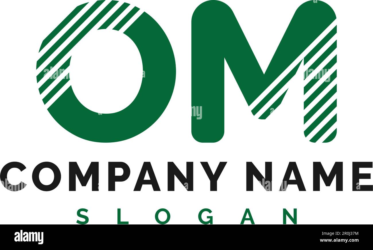 Logo-Design mit OM Letter. Abbildung des Logos des OM-Buchstabens ...