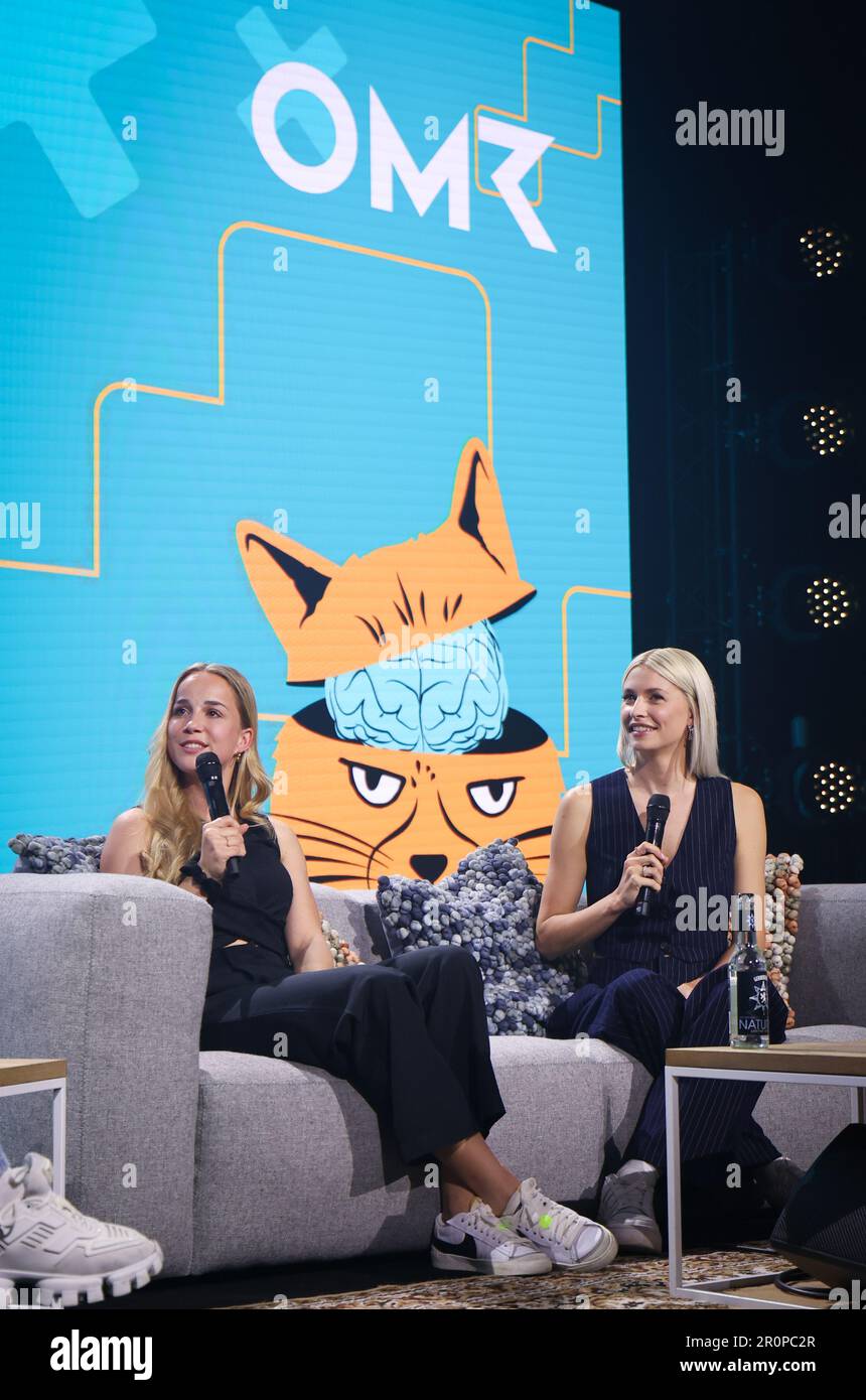 Hamburg, Deutschland. 09. Mai 2023. Lena Gercke (r), Model und Unternehmerin, und Giulia Gwinn ...