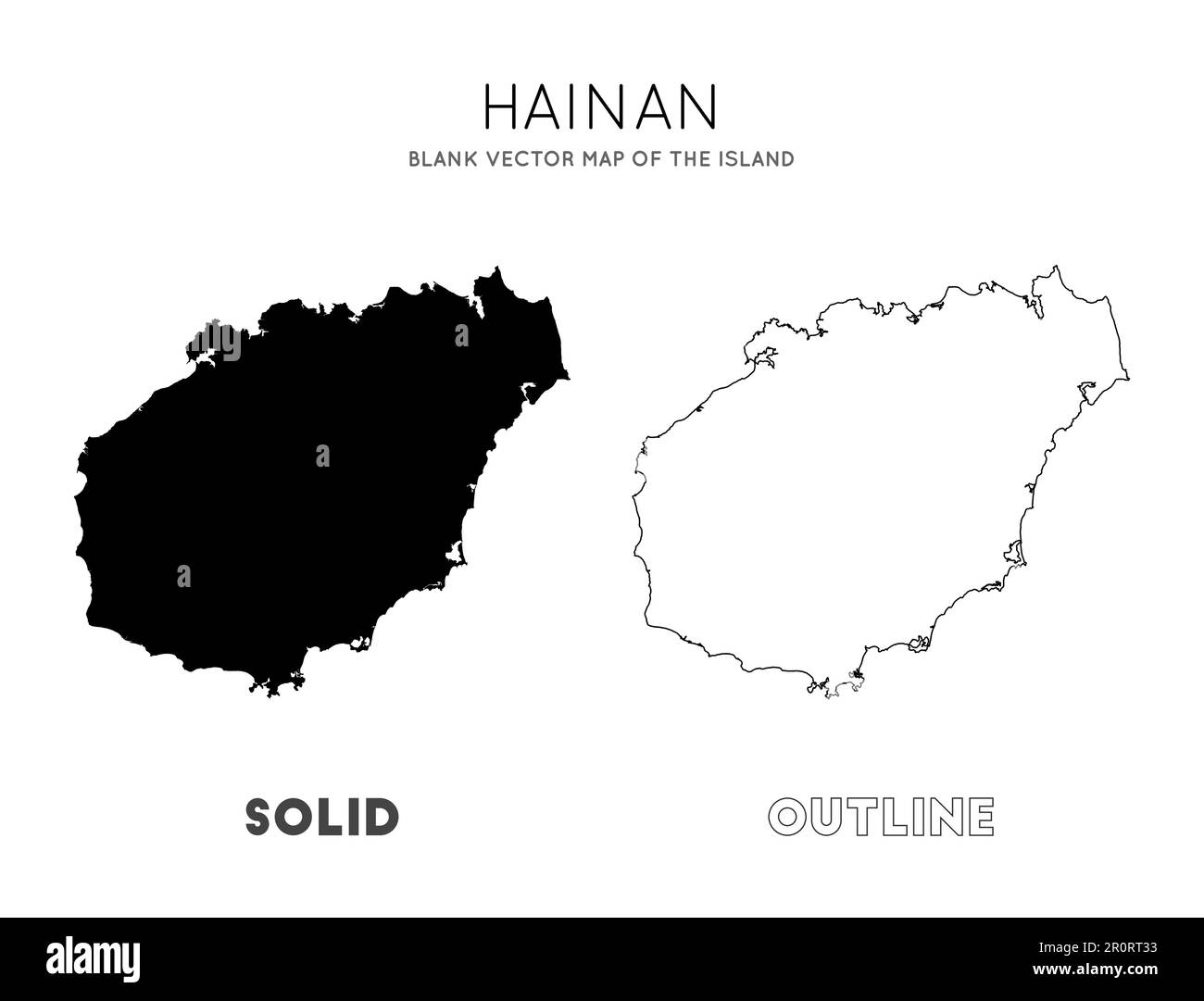 Hainan-Karte. Leere Vektorkarte der Insel. Borders of Hainan für Ihre ...