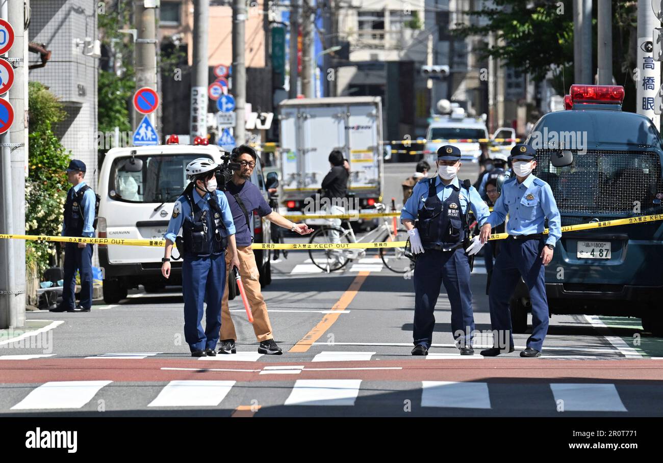 A photo shows a scene where a junior high school student was stabbed ...