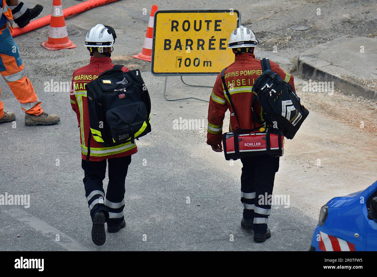 Marseille, Frankreich. 09. Mai 2023. Feuerwehrleute aus dem Bataillon ...
