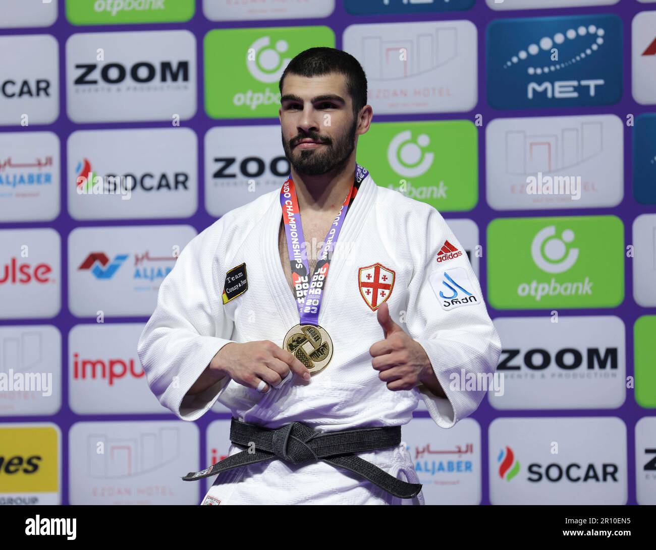 Tato Grigalashvili of Georgia celebrates during an award ceremony of ...