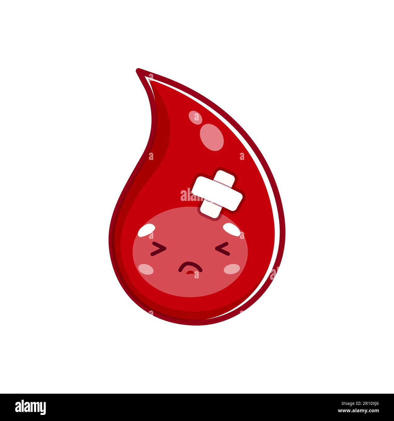 Cartoon-Kranke Bluttropfen-Person. Diagnose der Glykämie, Problem des ...