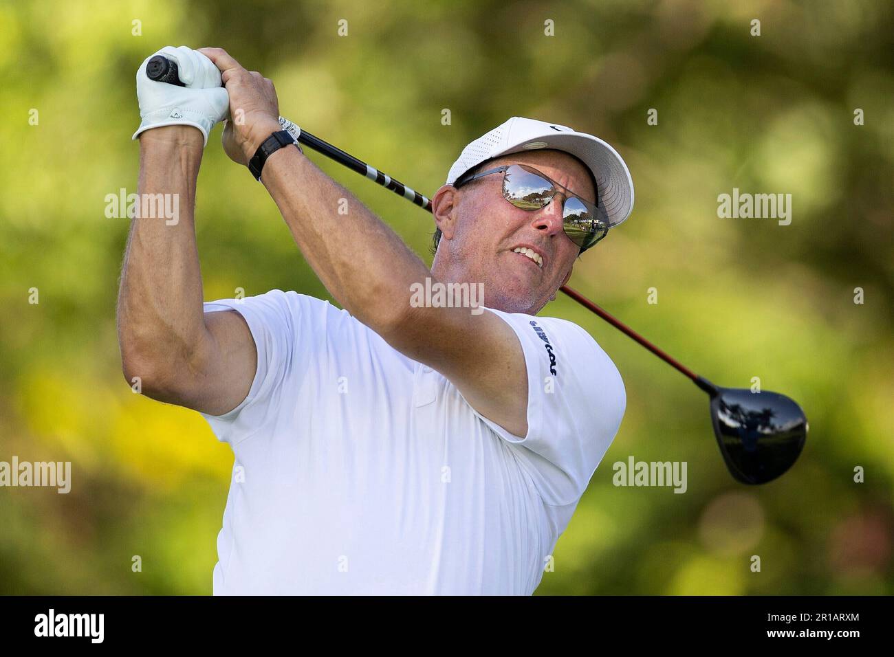 FILE - Captain Phil Mickelson of HyFlyers GC hits his shot from the ...