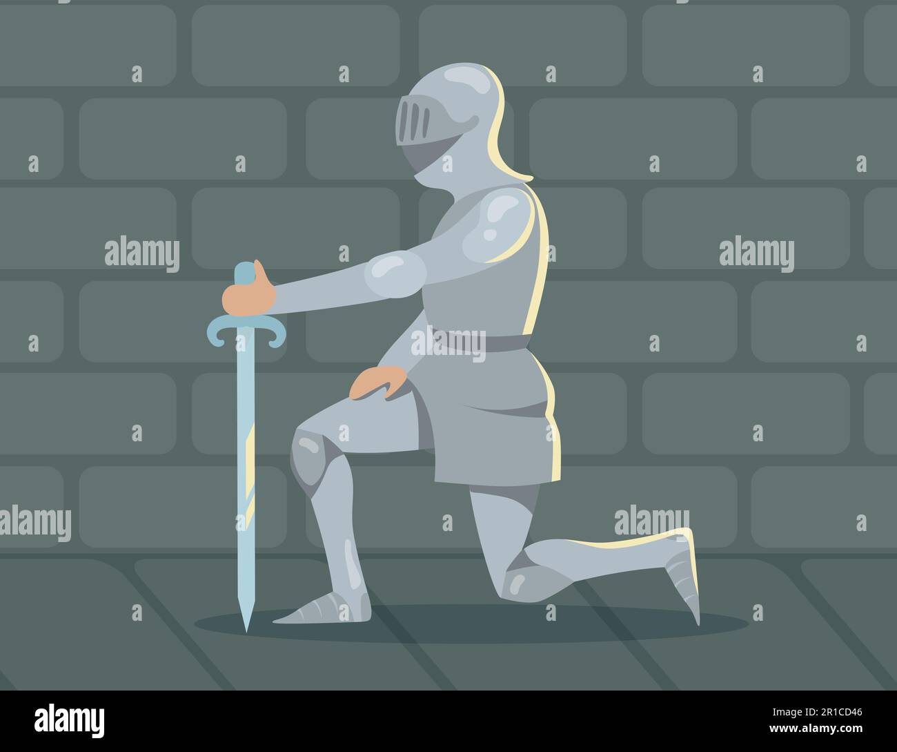 Mittelalterlicher ritter knieend Stock-Vektorgrafiken kaufen - Alamy