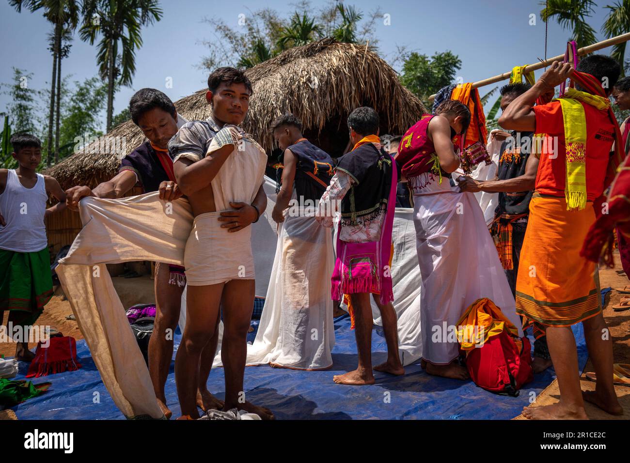 Tiwa tribal boys wear traditional attire before participating in ...