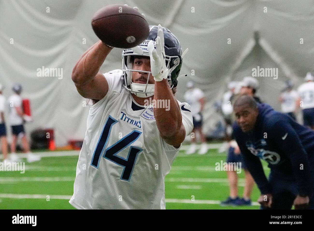 Tennessee Titans wide receiver Colton Dowell (14) pulls in a catch ...