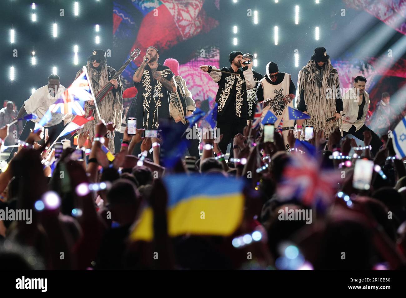 Kalush Orchestra, die Gewinner des Wettbewerbs 2022, tritt zur ...