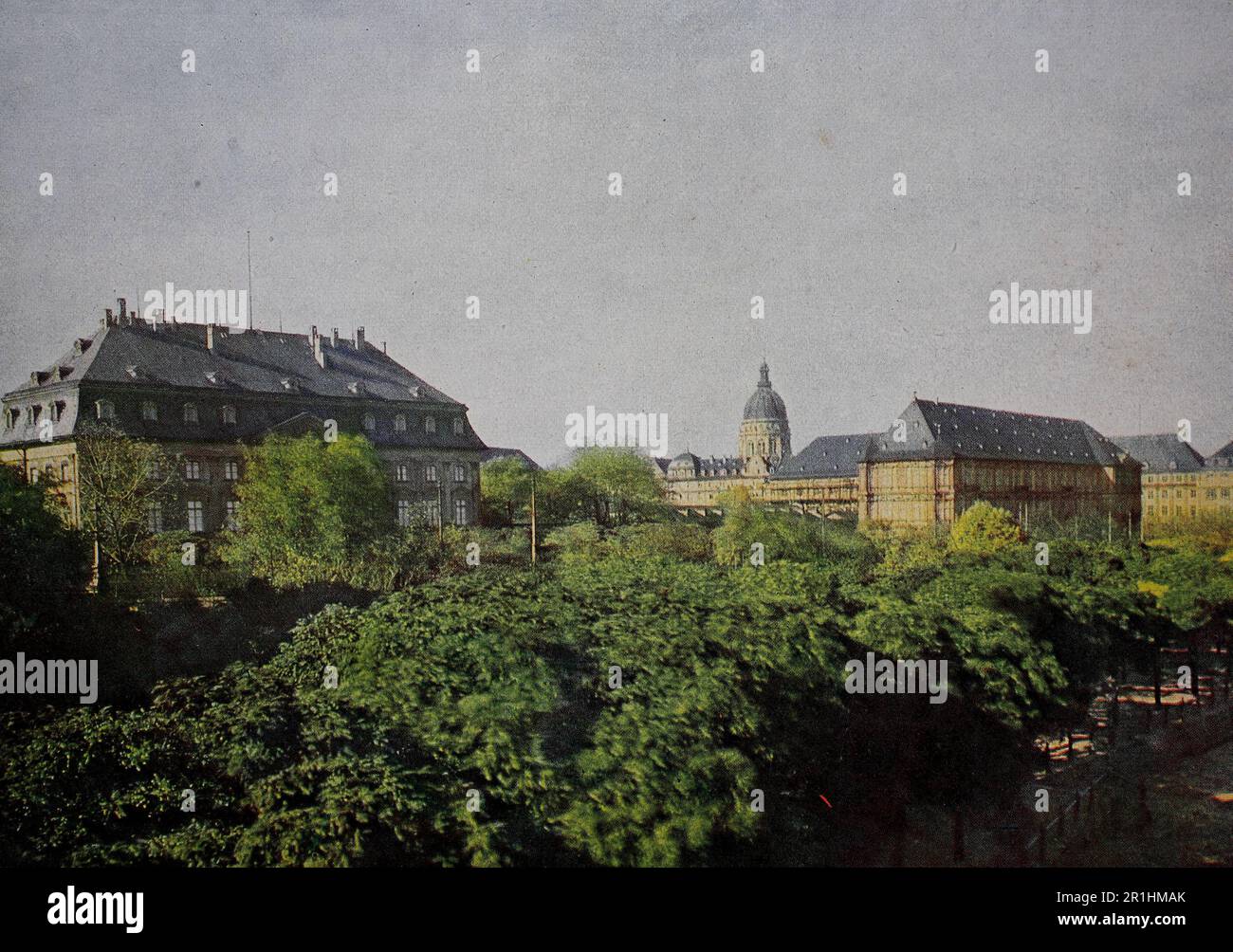 Das Deutschordenspalais und das kurfürstliche Schloß in Mainz im Jahre ...