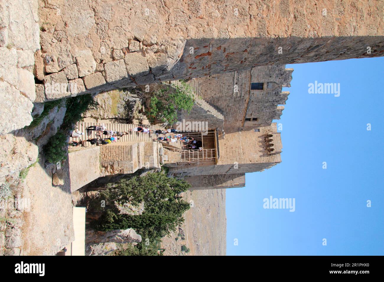 Griechenland, Dodekanesisch, Rhodos-Insel, Küste, Lindos, Burgberg, St ...