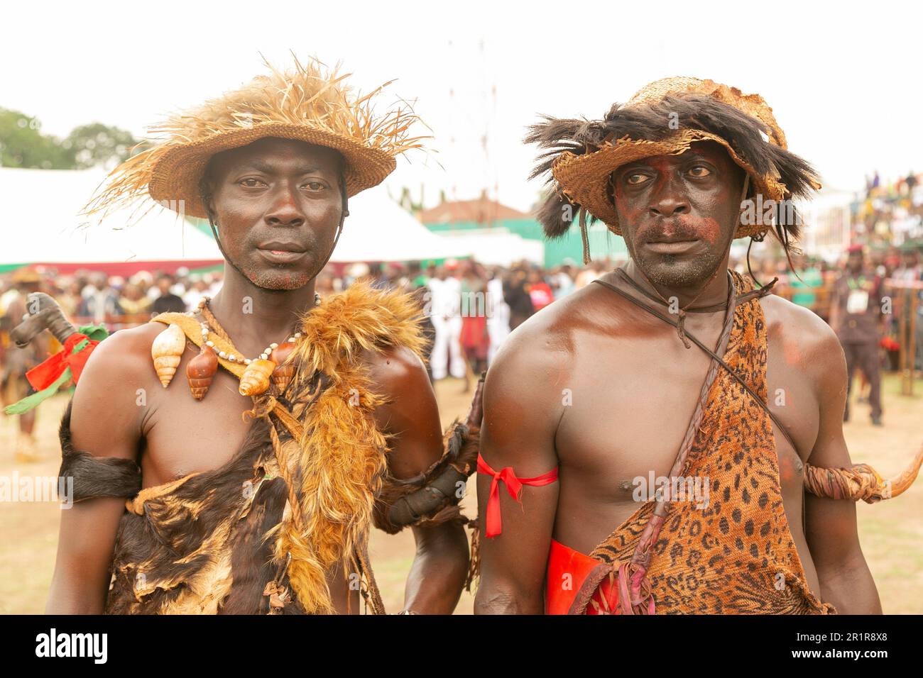 Jos, Nigeria. 12. Mai 2023 Berom-Männer auf dem Festivalgelände, Jos ...