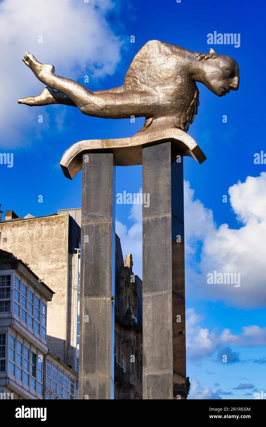 O Sireno, The Sireno, man Edelstahlfisch, Leiro Francisco Skulptur ...