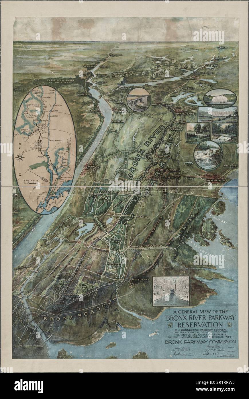 Ein allgemeiner Blick auf das Bronx River Parkway Reservation ...