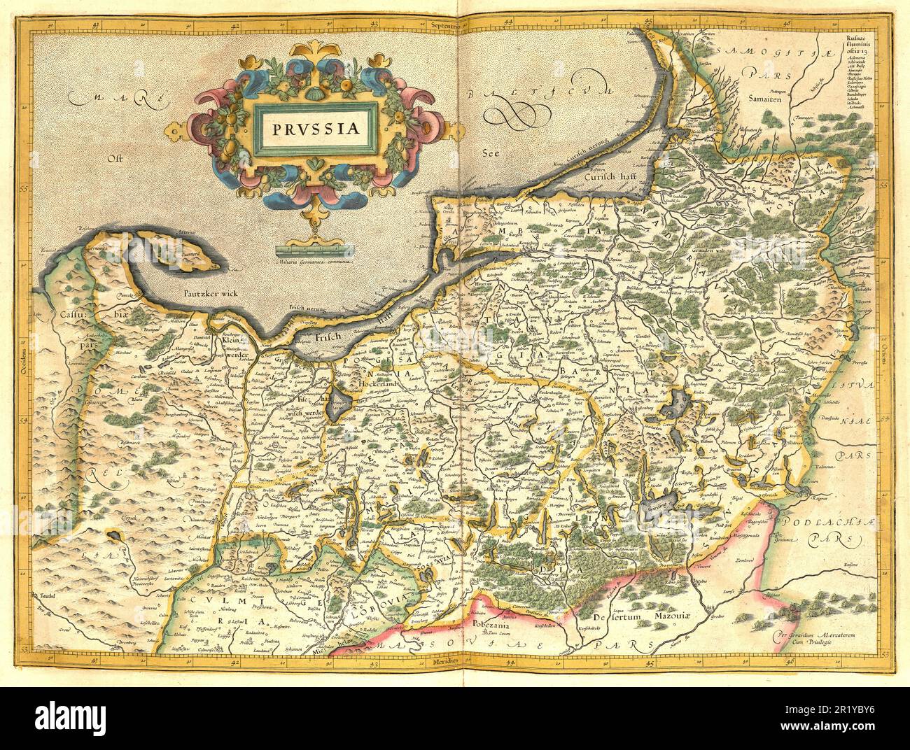 Atlas, Karte von 1623, Preußen, Deutschland, digital restaurierte ...