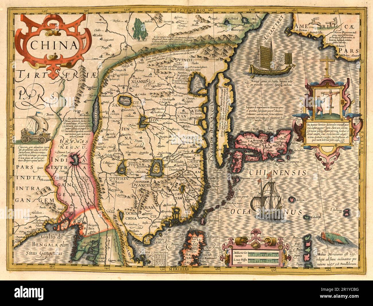 Atlas, Karte von 1623, China, digital restaurierte Reproduktion einer ...