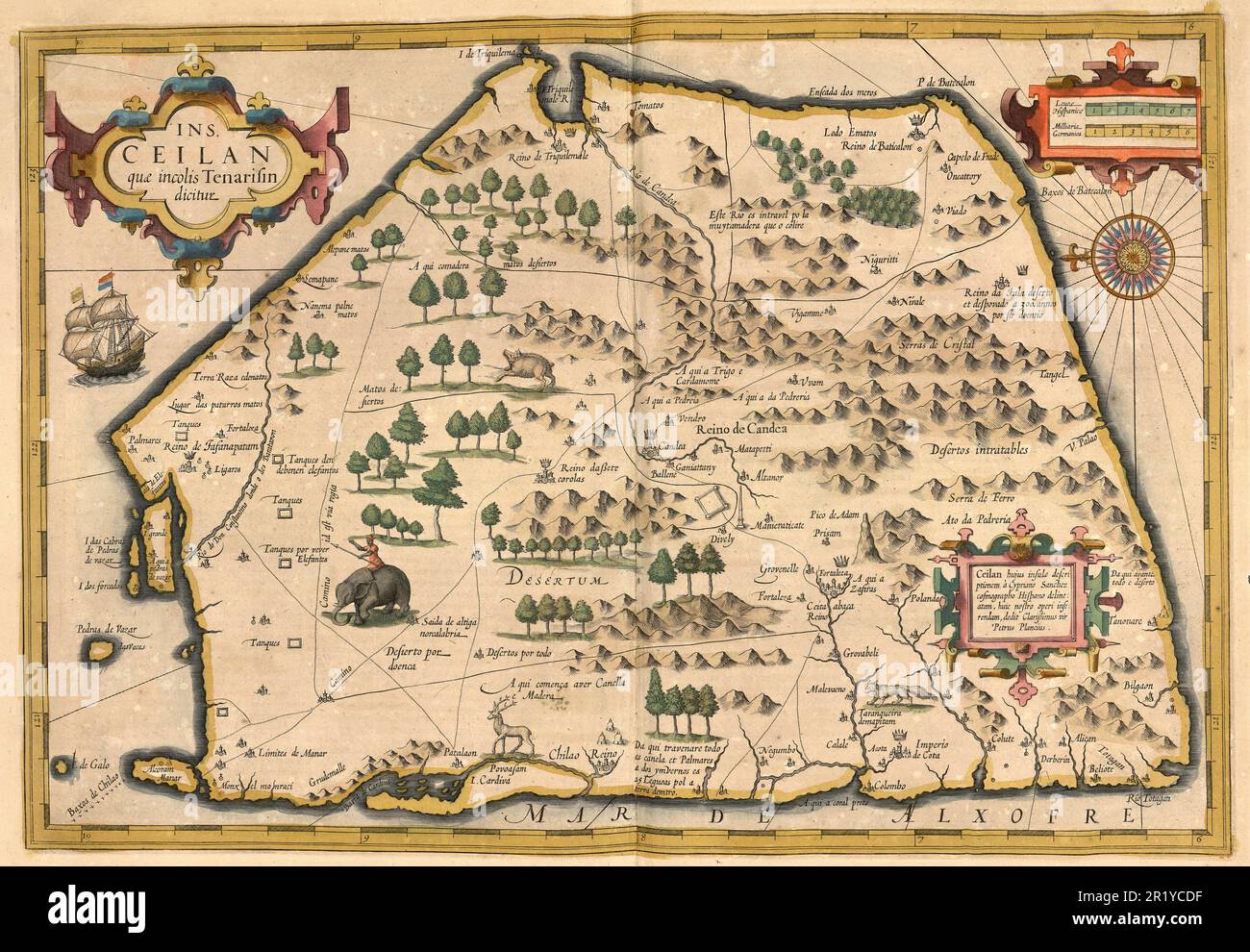 Atlas, Karte von 1623, Sri Lanka, digital restaurierte Reproduktion ...