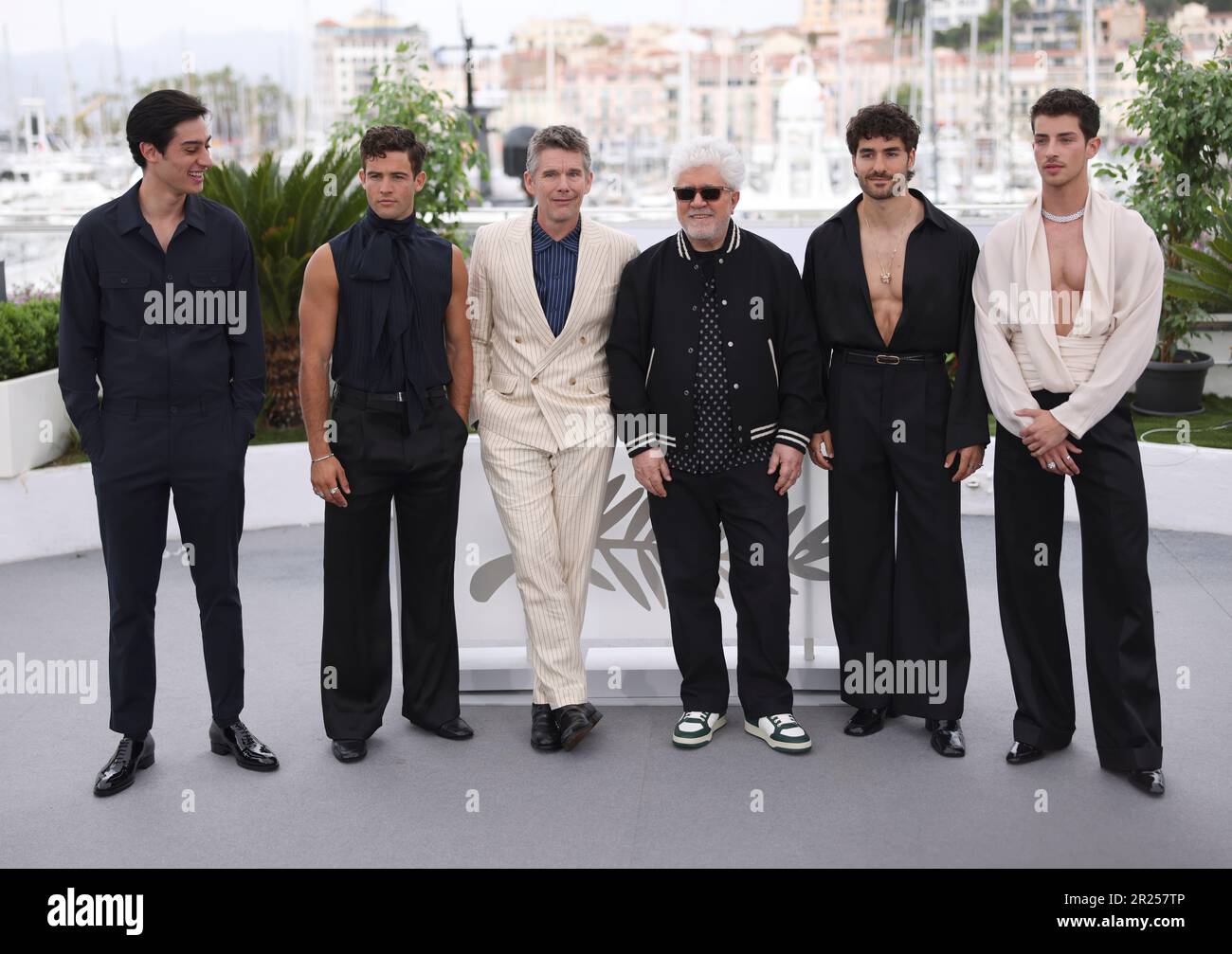 George Steane, from left, Jason Fernandez, Ethan Hawke, director Pedro ...