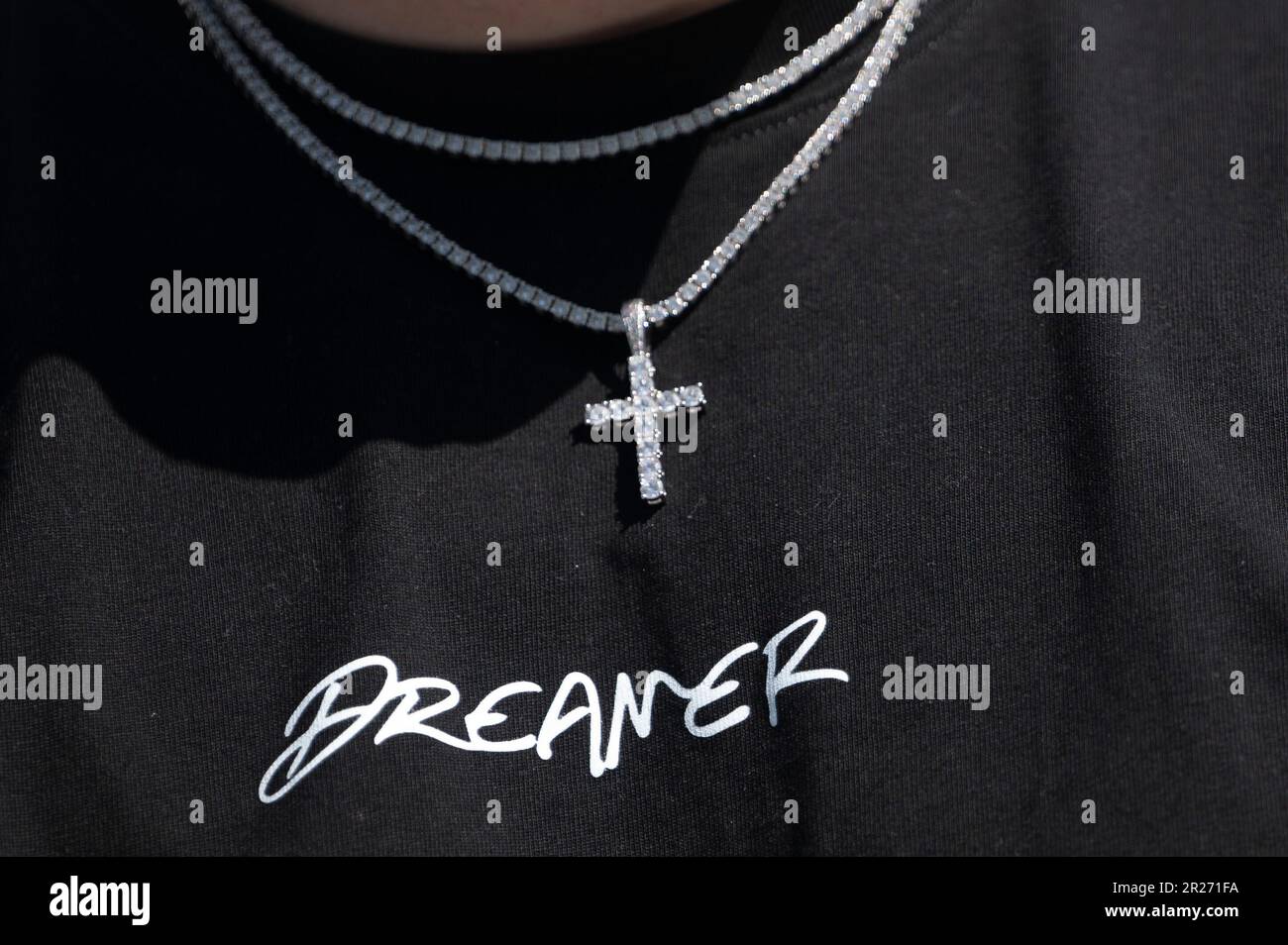 Adam Botkin a football TikTok influencer, records a video for a post at ...