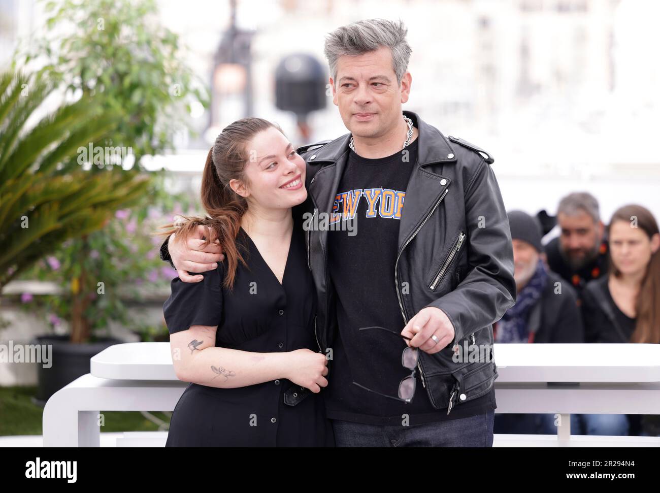 Anna Biolay, left, and Benjamin Biolay pose for photographers at the ...