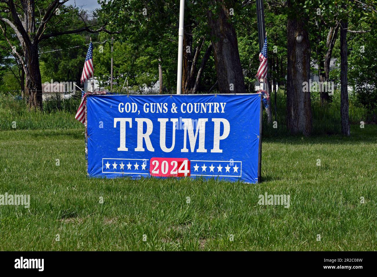 LEBO, KANSAS - 18. MAI 2023 Donald Trump Unterstützungsschild für die ...