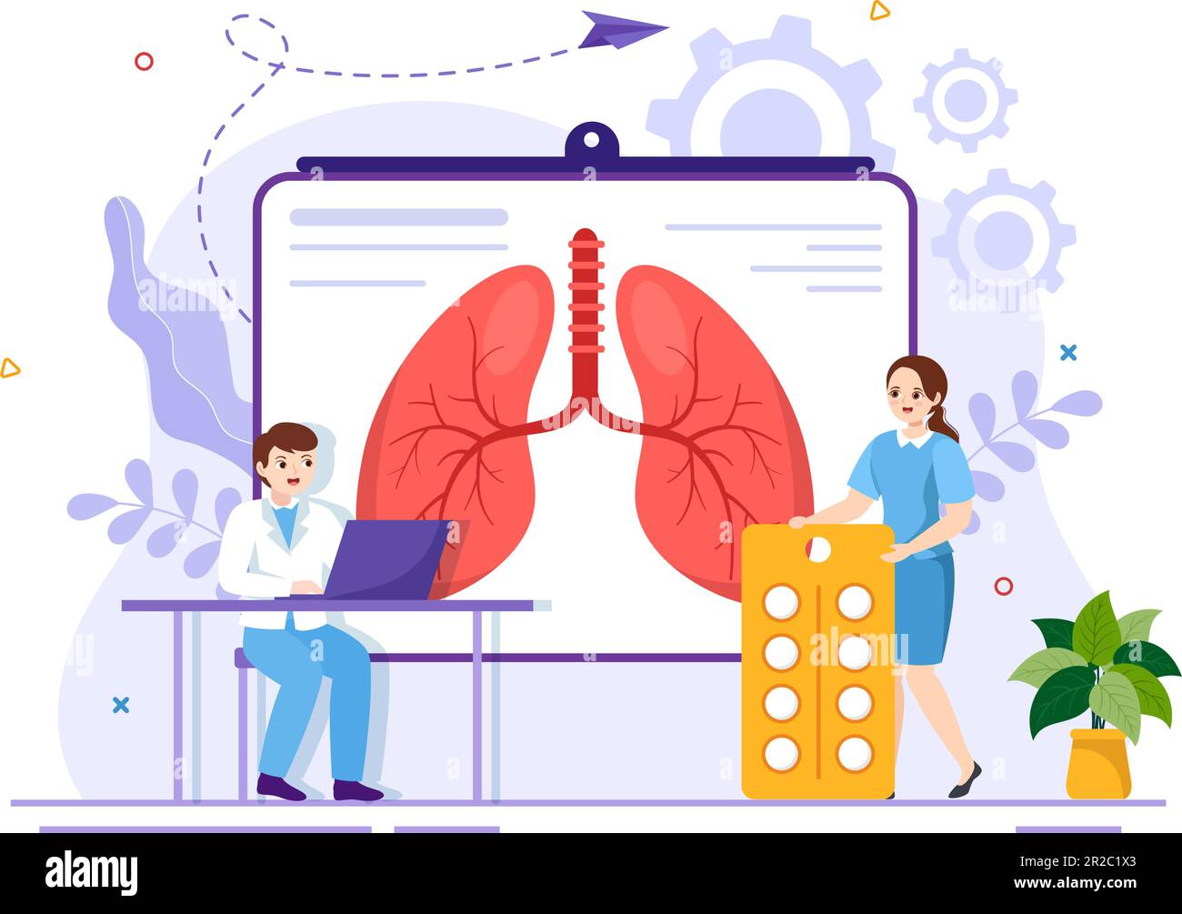 Asthma-Krankheit Vektor-Illustration mit menschlichen Lungen und ...