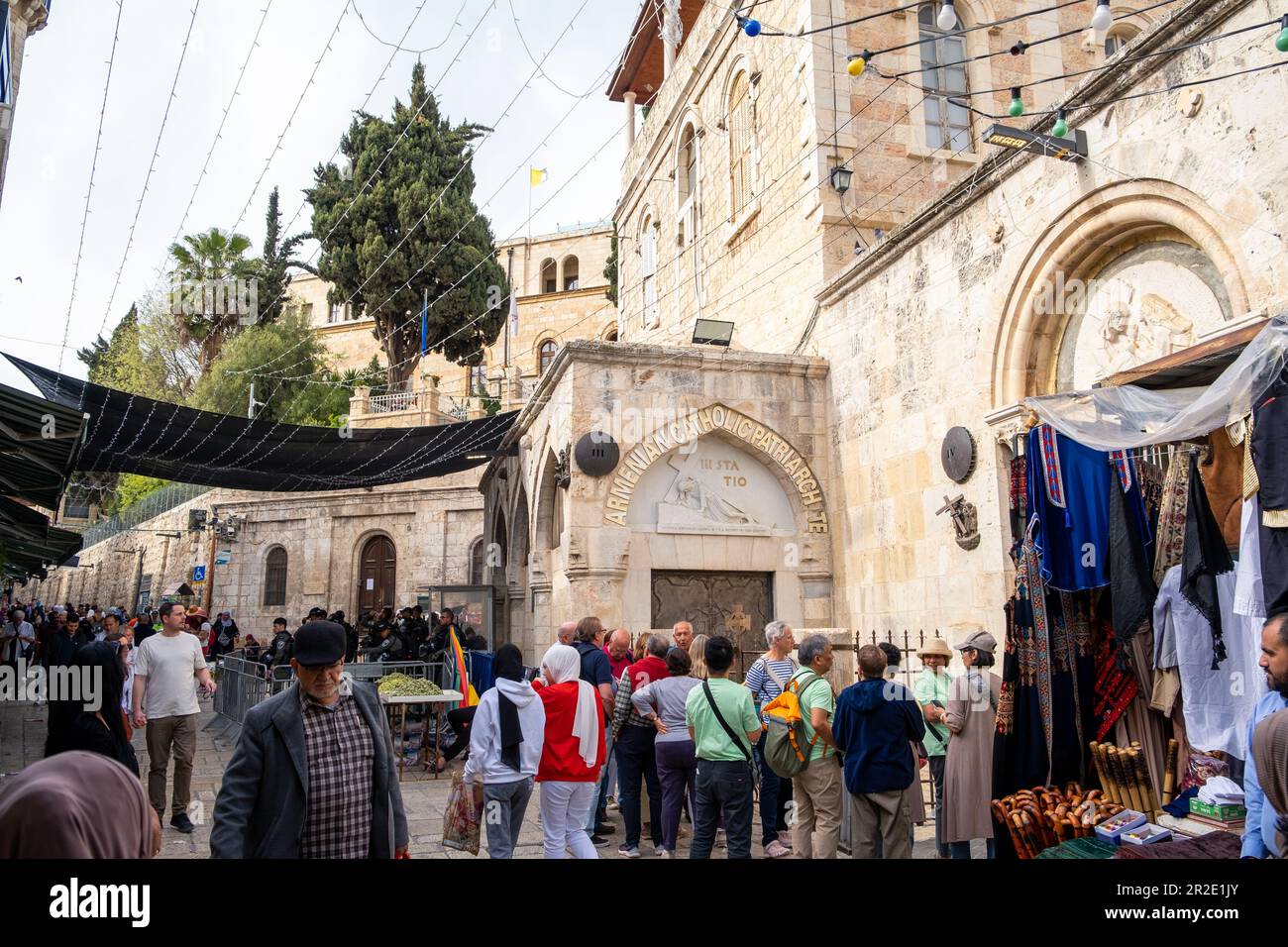Jerusalem, Israel - 10. April 2023. Station 3 der Via Dolorosa, der Weg ...