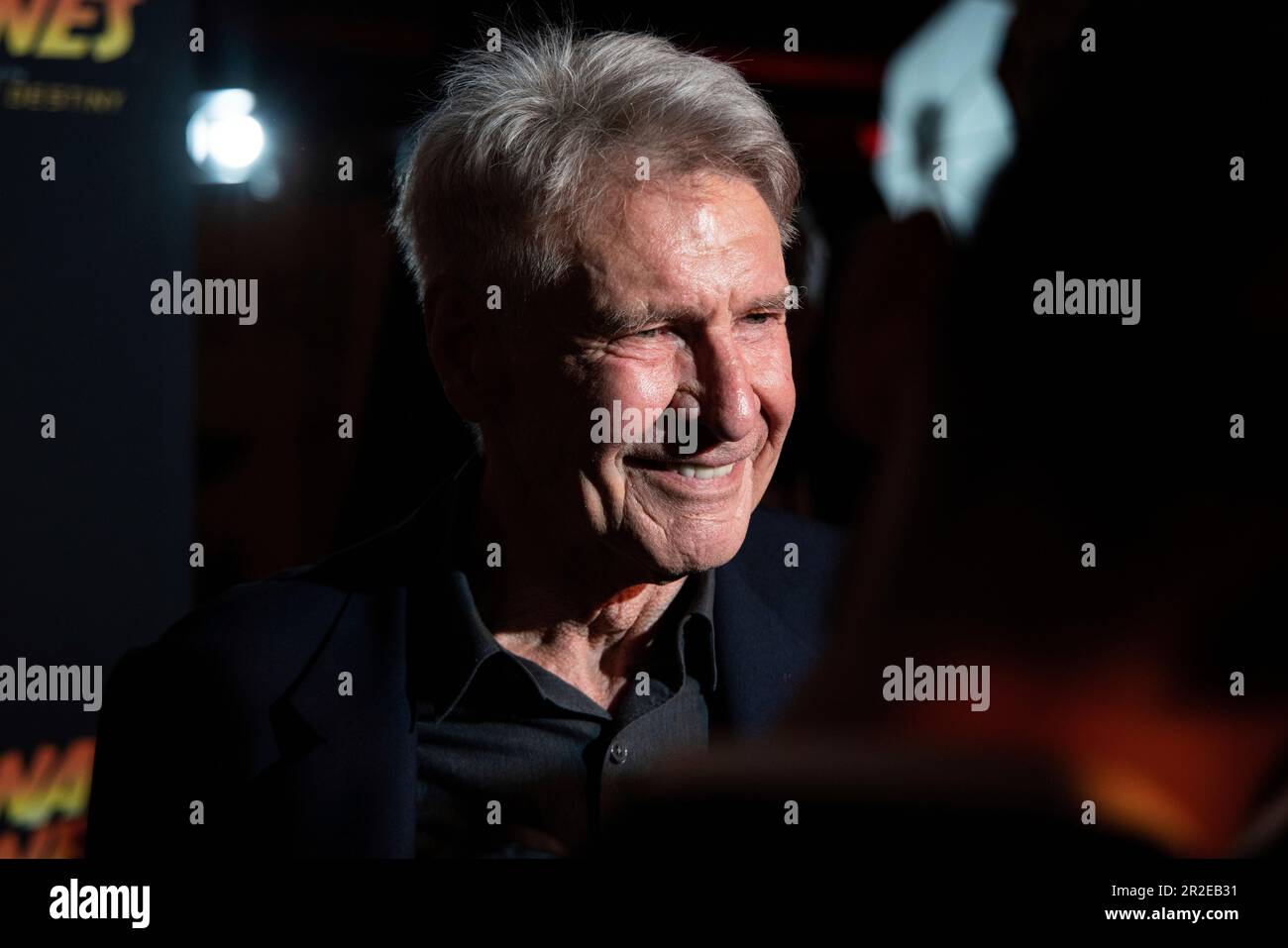 Harrison Ford is interviewed upon arrival for the 'Indiana Jones and the Dial of Destiny' party ...