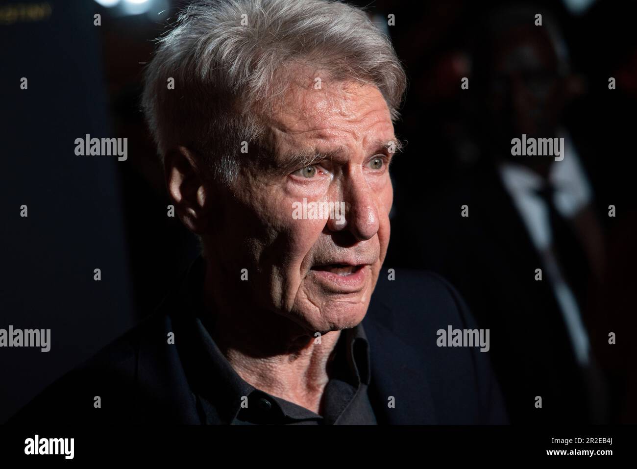 Harrison Ford is interviewed upon arrival for the 'Indiana Jones and the Dial of Destiny' party ...