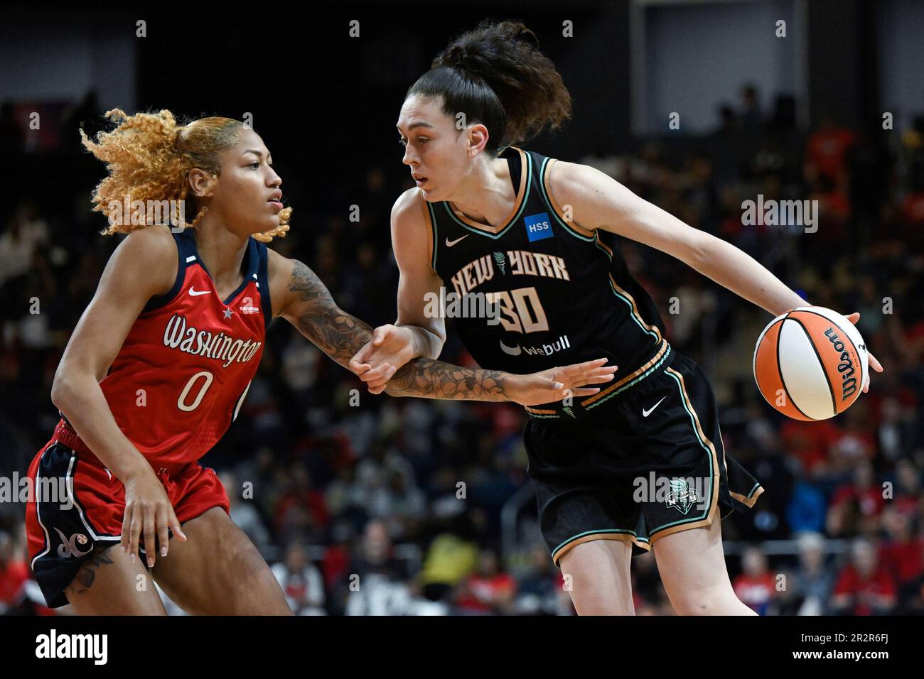 New York Liberty forward Breanna Stewart (30) handles the ball against ...