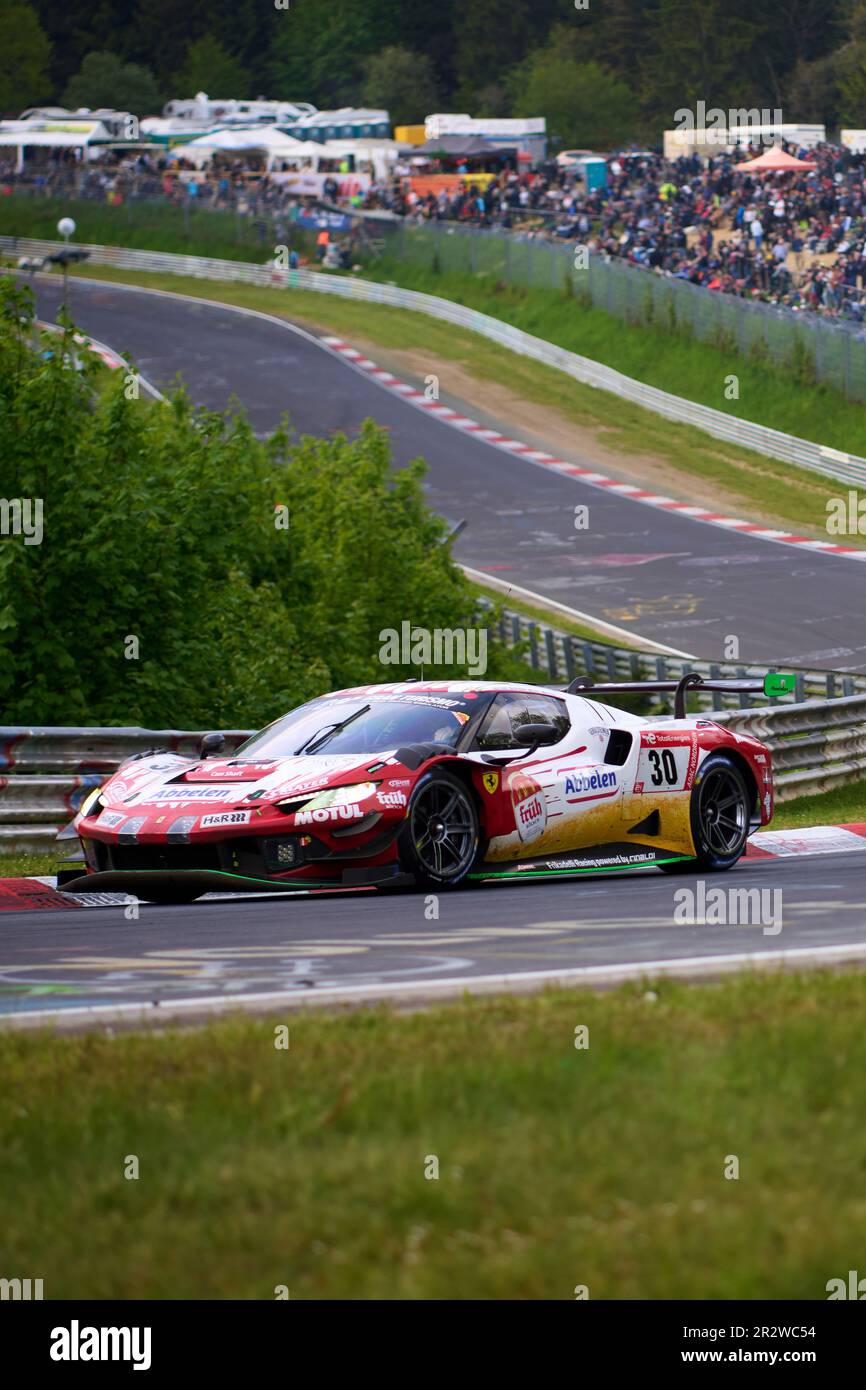 20. Mai 2023, Rheinland-Pfalz, Nürburg: Der Ferrari 296 GT3 des ...