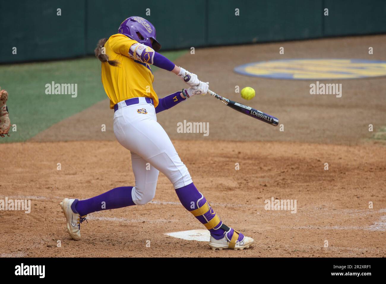 May 21, 2023: LSU's Taylor Pleasants (17) looks for a base hit during ...