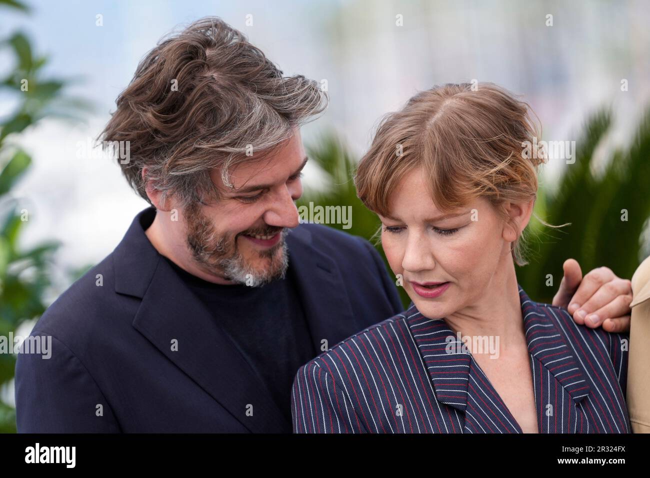 Samuel Theis, left, and Sandra Huller pose for photographers at the ...