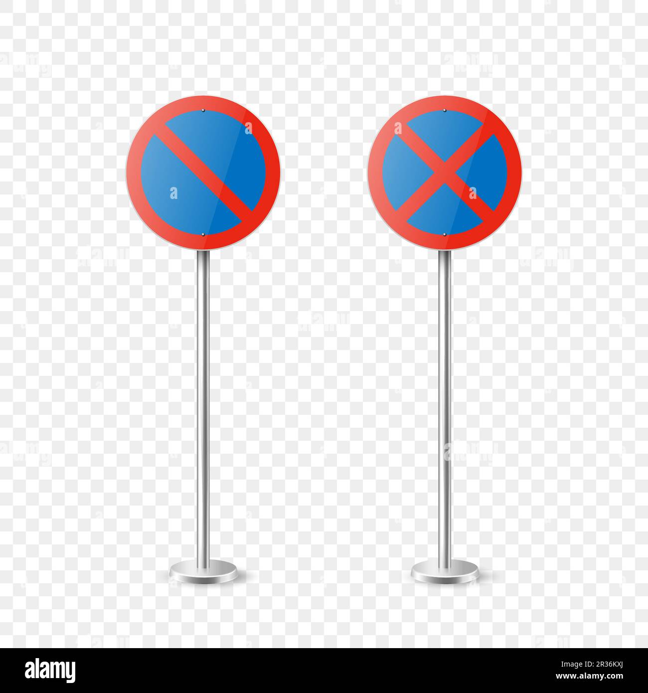 Vector Blau und Rot rund Verbotsschilder Symbolsatz - Parken verboten ...