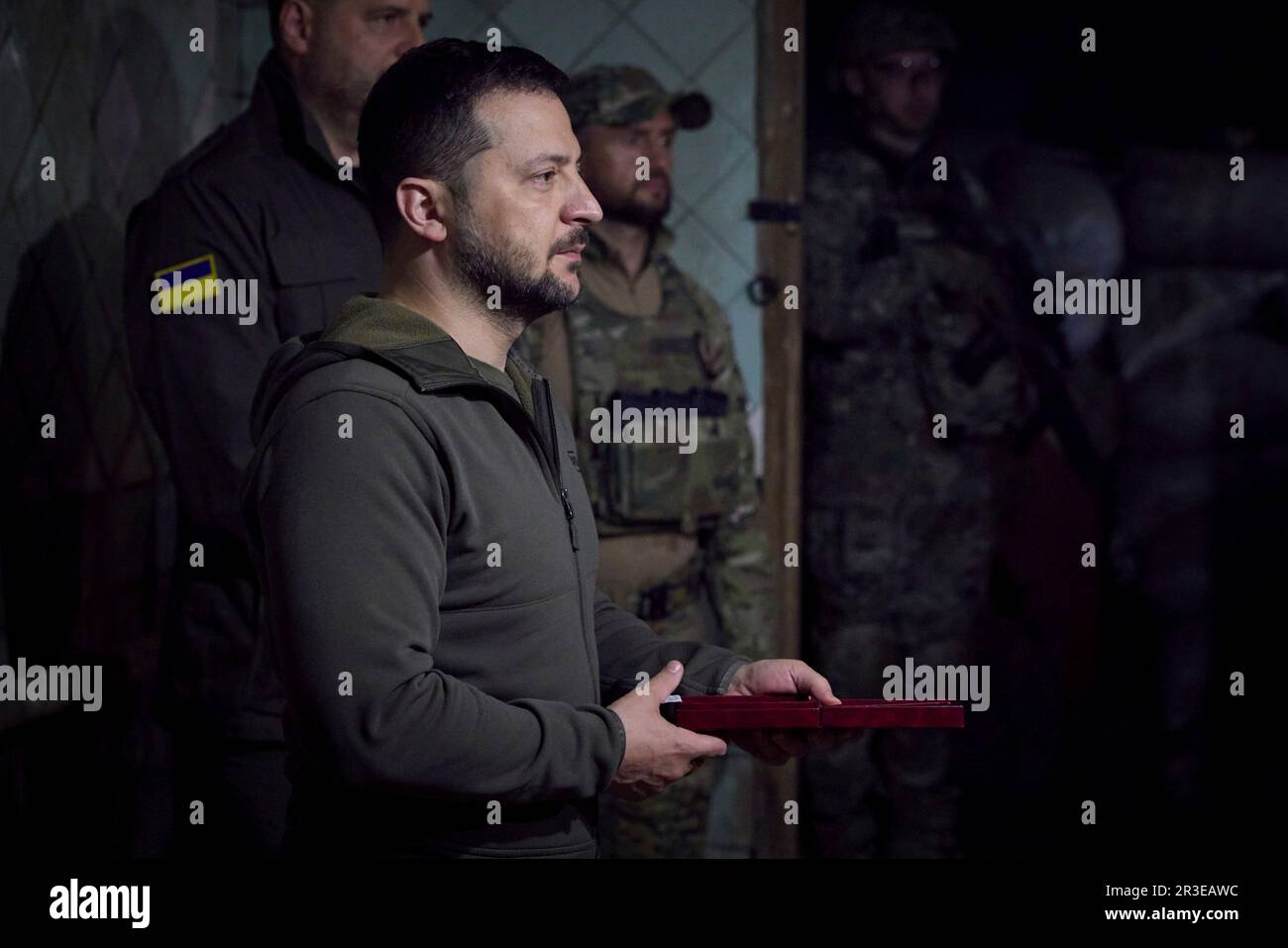 Vuhledar, Ukraine. 23. Mai 2023. Der ukrainische Präsident Wolodymyr ...