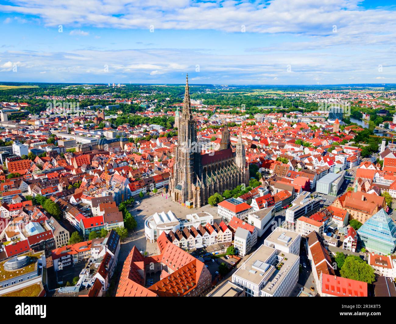Ulmer Münster oder Ulmer Münster Luftpanorama, eine lutherische Kirche ...