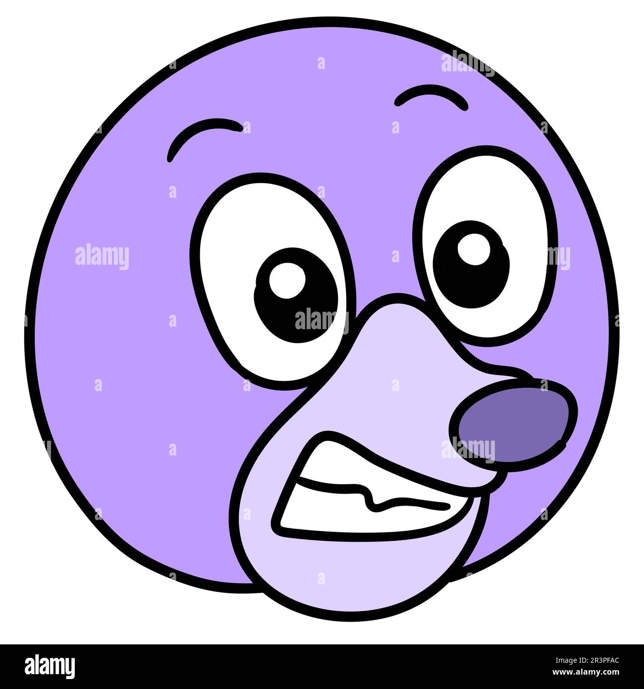 Kopf-Emoticon mit einem verängstigten und verwirrten Ausdruck, kawaii ...