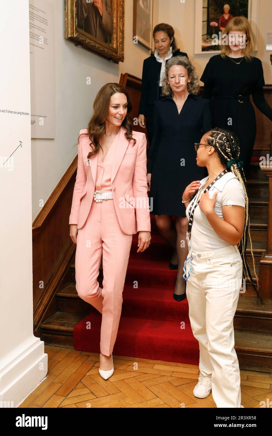 Britain's Kate, the Princess of Wales, listens, during a visit to the ...