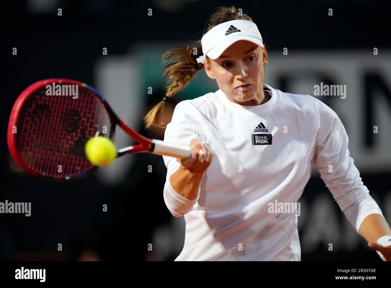 FILE - Kazakhstan's Elena Rybakina returns the ball during a semi final ...