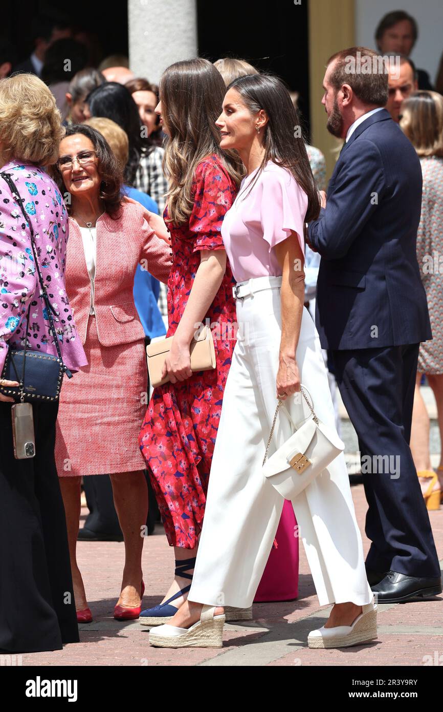 Paloma Rocasolano, Princess Leonor and Queen Letizia leaving the parish ...