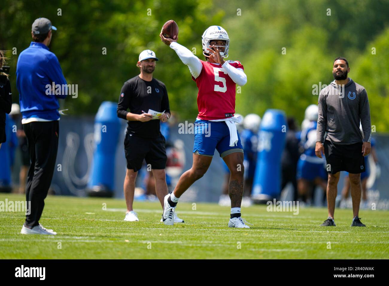 Indianapolis Colts quarterback Anthony Richardson throws during ...