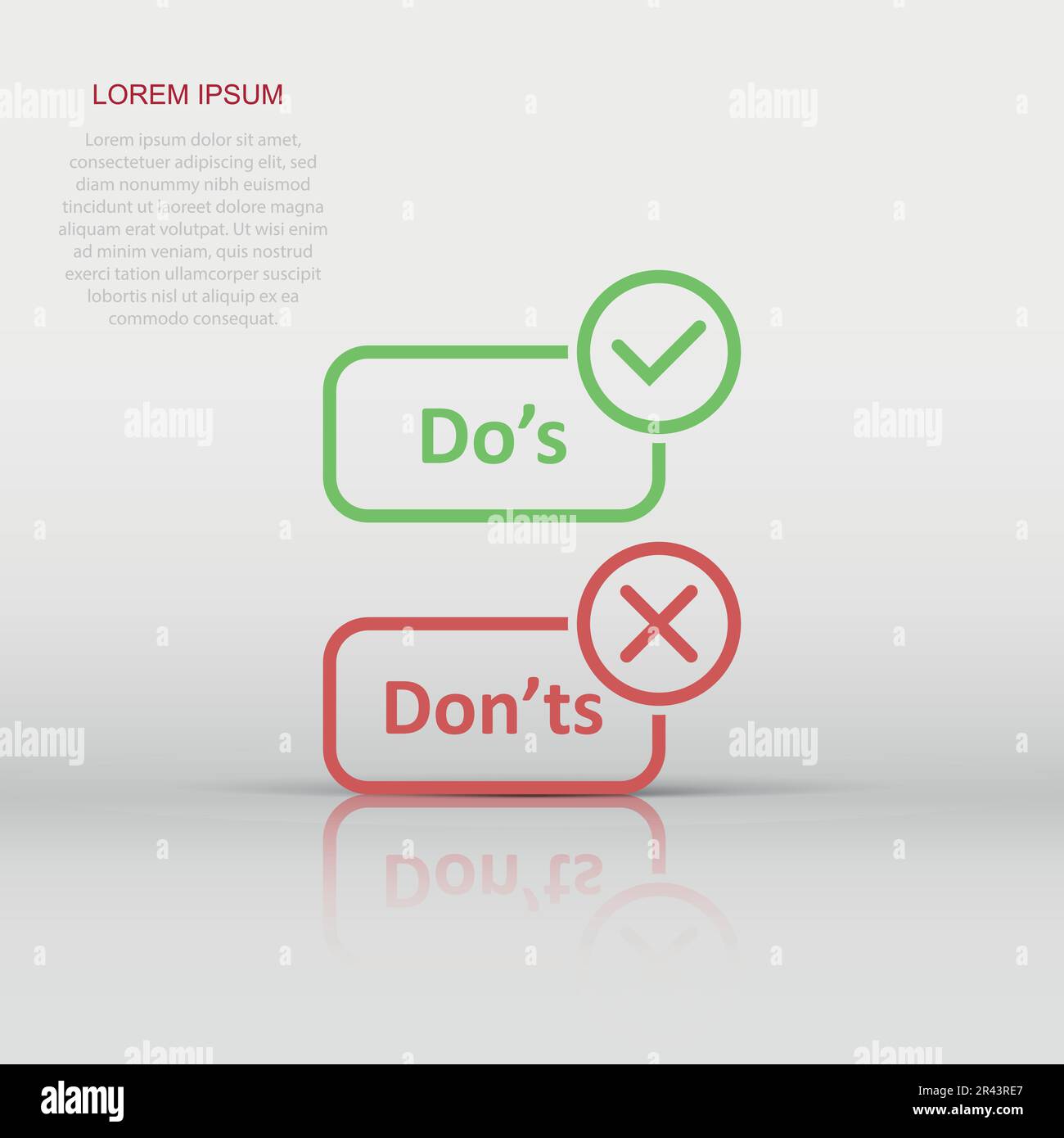 Do's und Don'ts Zeichen Symbol im flachen Stil. Wie anders als Vektor ...
