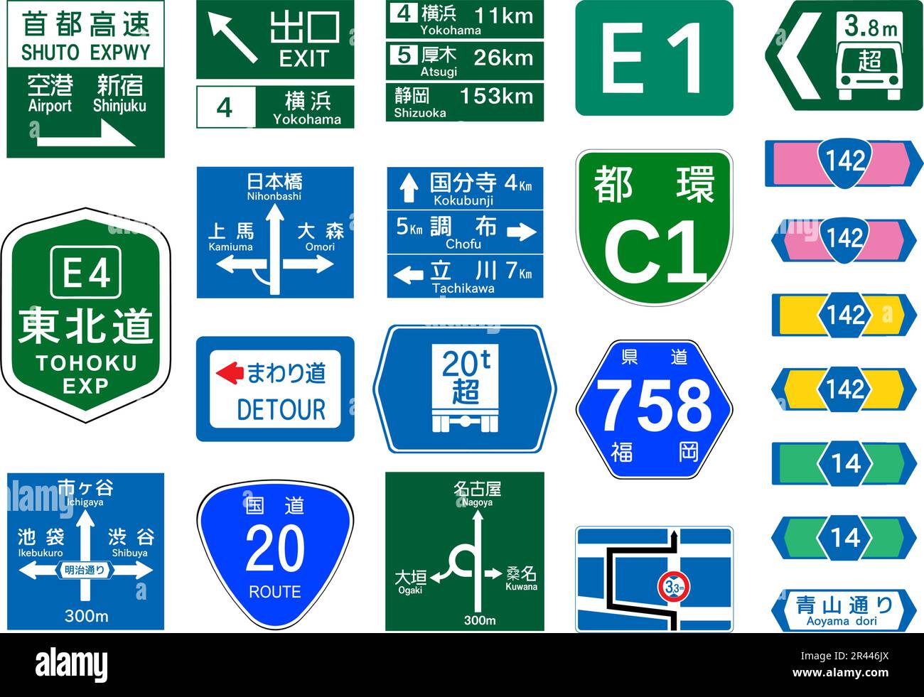 Hauptschilder, Straßenschilder in Japan, Japan, Straßenschilder ...