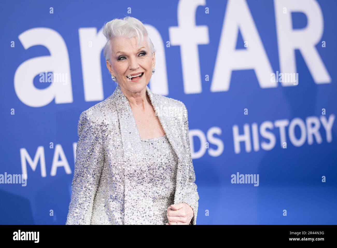 May Musk poses for photographers upon arrival at the amfAR Cinema ...