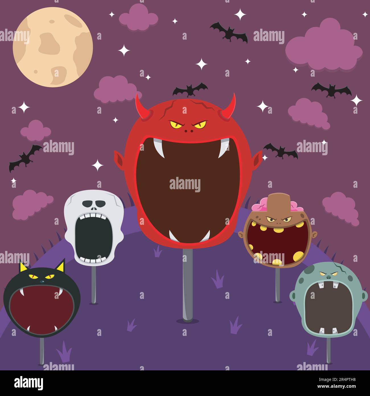 Head Monster in Feld und Nacht. Big Devil Head, Grey Zombie, Brown ...