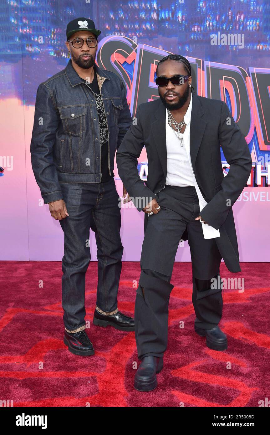 RZA,left, and Shameik Moore arrive at the world premiere of "Spider-Man ...