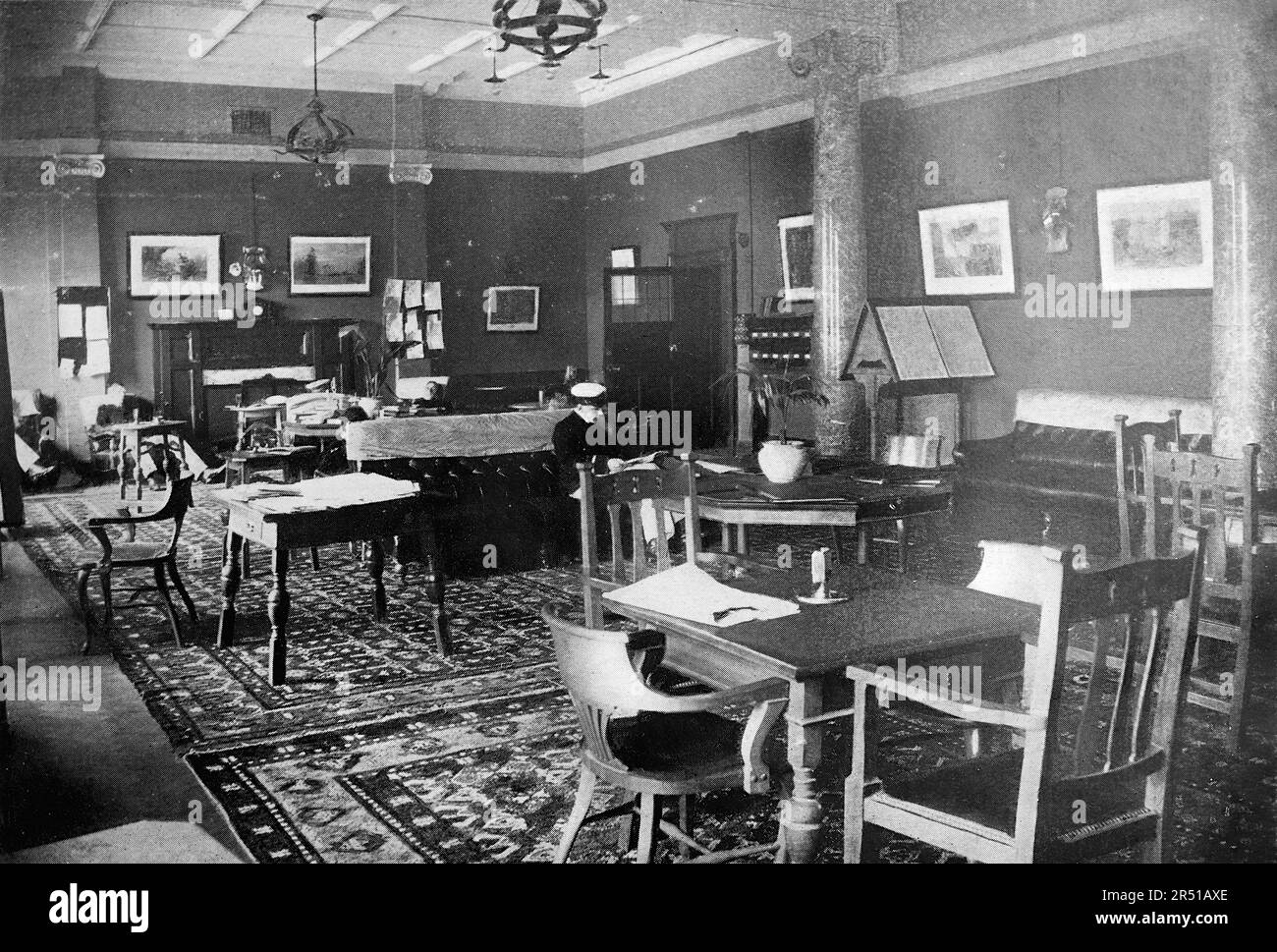 Rn. Barracks Chatham, c1904. Raucherzimmer für Offiziere: Ein großer ...